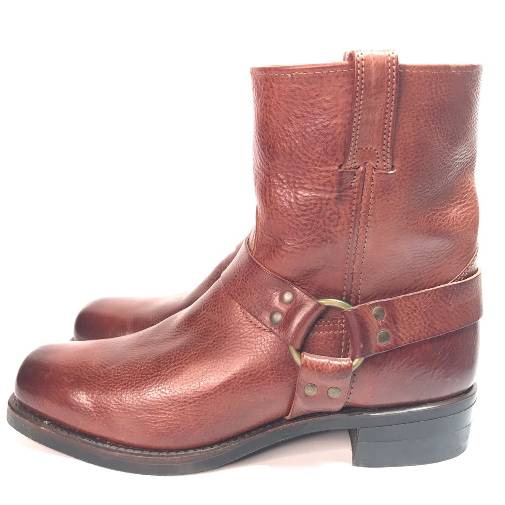Frye Men's Cognac Short Moto Harness Boots Men’s Size… - Gem